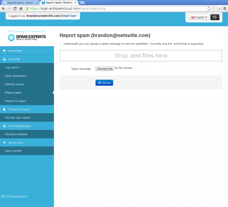 SpamExperts Spam Panel - Netsville Support